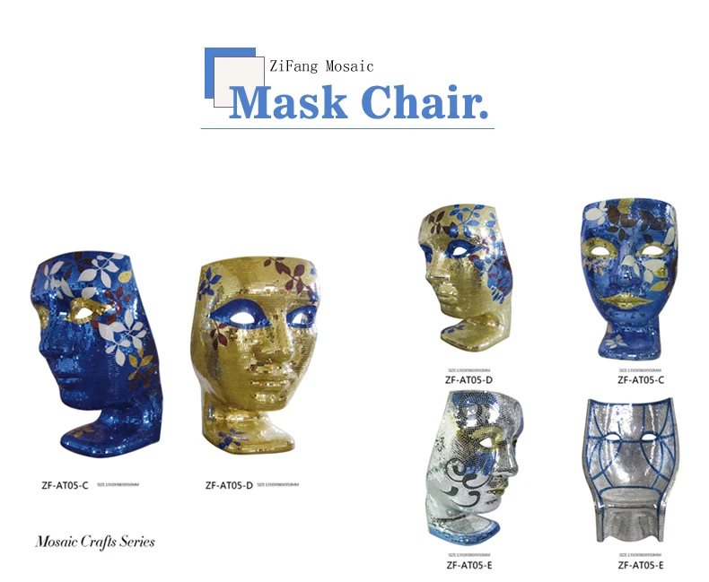 ZF Art Mask-Face Chair - Handmade Glass Mosaic Tiles