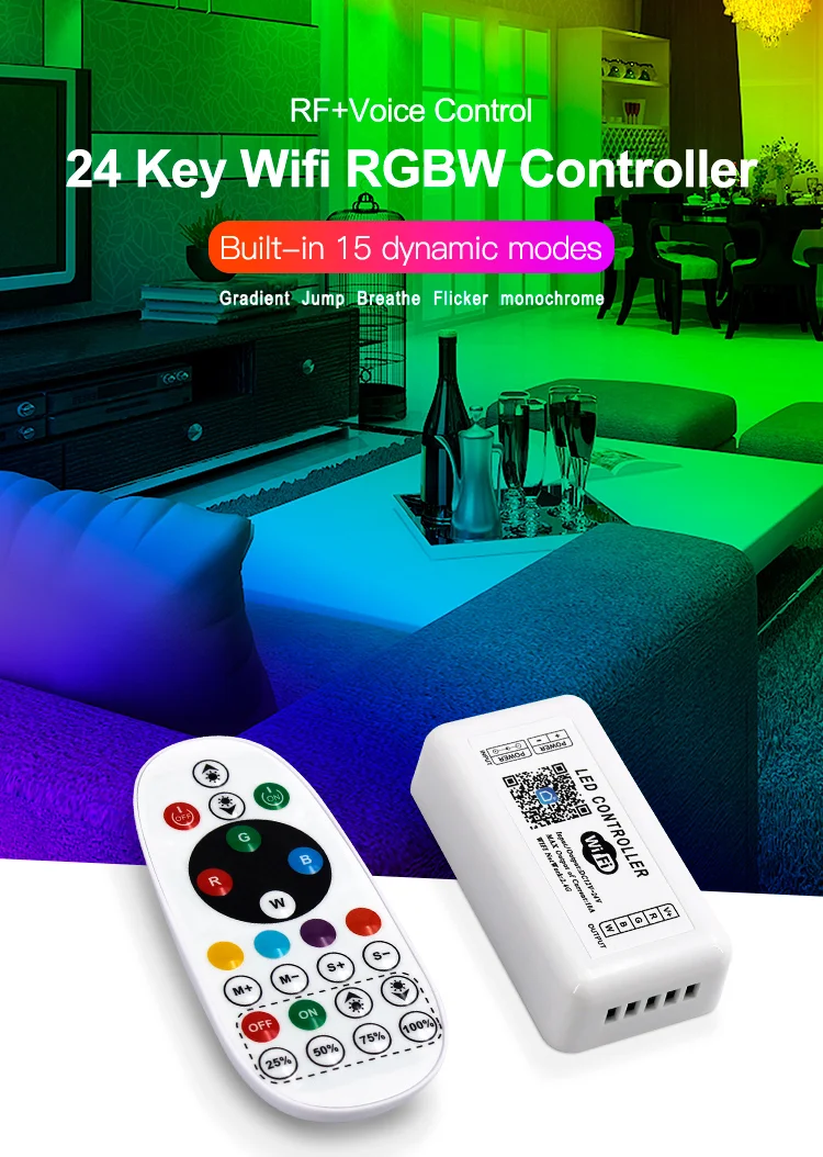 Intelligent Life Remote Control Led Colorful Atmosphere Wireless 24-key ...