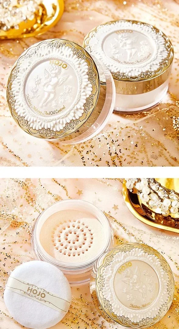 Hojo Makeup Loose Powder With Cosmetic Puff Natural Face Pressed Powder ...
