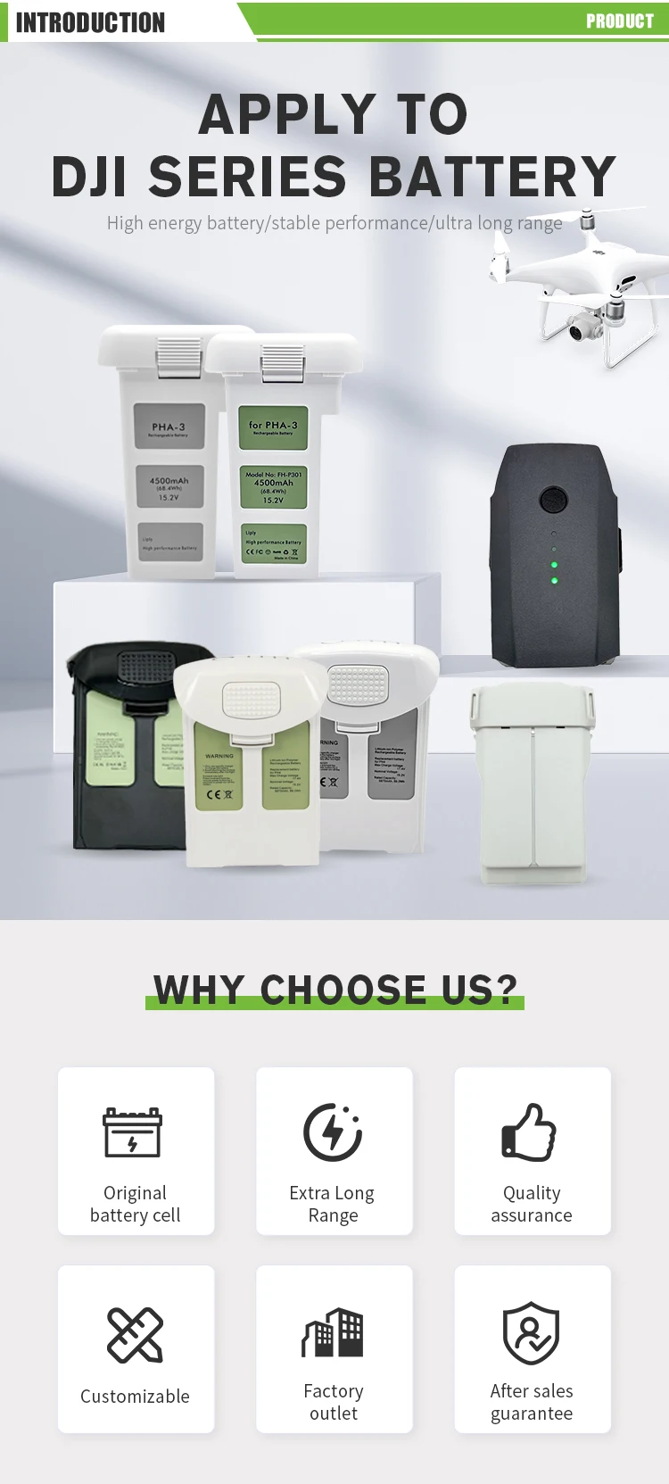 4500mah 15.2v Drone Smart Battery Flight Battery For Dji Phantom 3 Pro ...