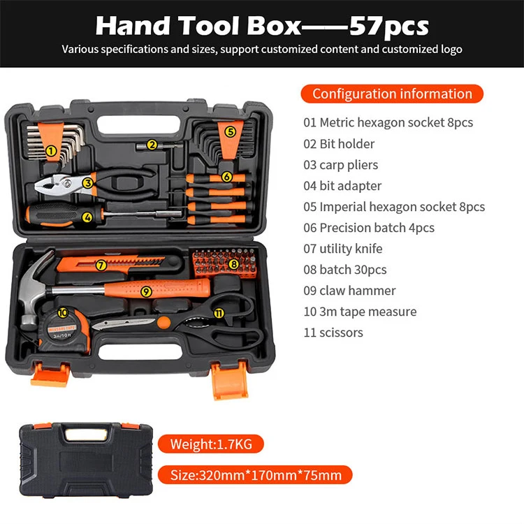 Home Repair Tool Set 37pcs 43pcs Tool Box Electrical Tool With Claw ...