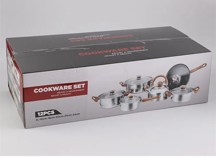 12pcs Cookware Set Stainless Steel Nonstick Cooking Pot Sets Soup Pot ...