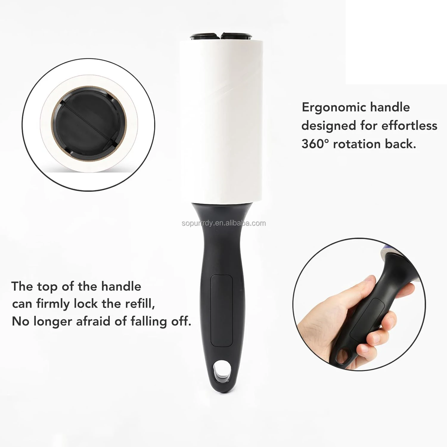 Custom Logo Household Carpet Cleaning Tool 60 Sheets Reusable Sticky Pet Hairs Remover Portable ...