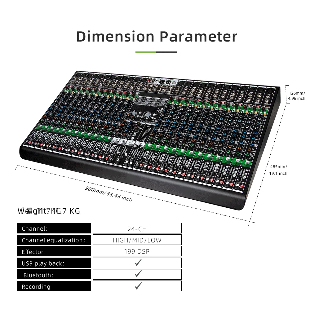 Mqx24 Professional Mixer 24 Channels With Bluetooth+usb+199dps Reverb ...