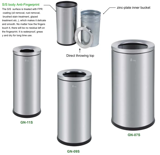 Factory Wholesale Indoor Stainless Steel Floor Standing Round Dust Bin ...