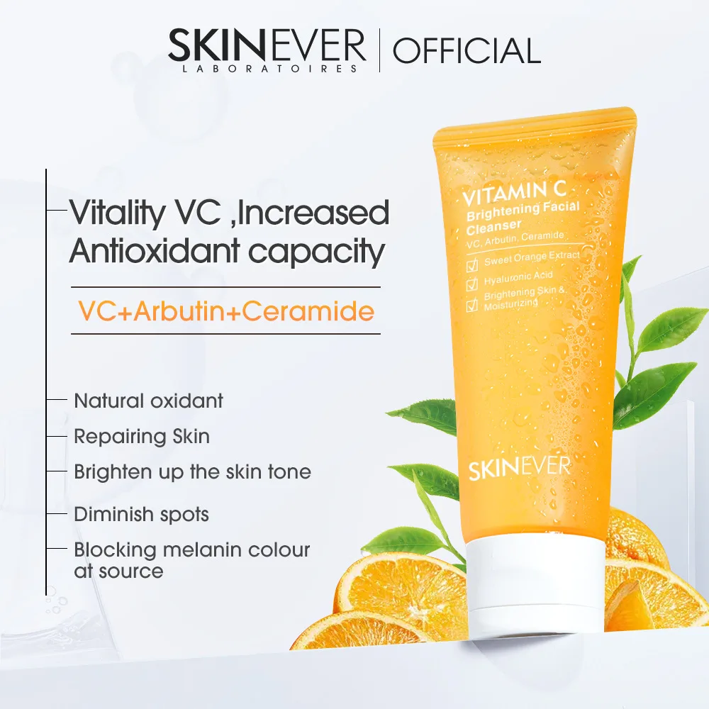 SKINEVER Vitamin C Brightening Facial Cleanser with Hyaluronic Acid ...
