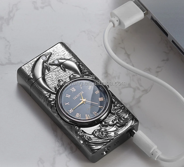 Usb Charging Dual Arc Lighters Combine Watch Luxury Cigarette Igniter ...