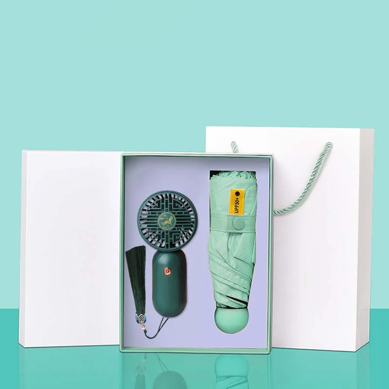 Summer Wedding Souvenirs - Custom Mini Hand Fan Umbrella Gift Set