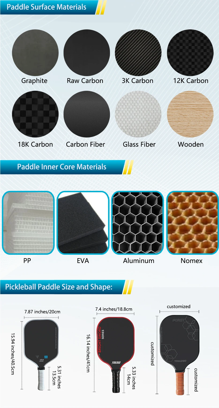 Carbon Fiber Pickleball Paddle Composite Paddle Usapa Standard Paddle ...