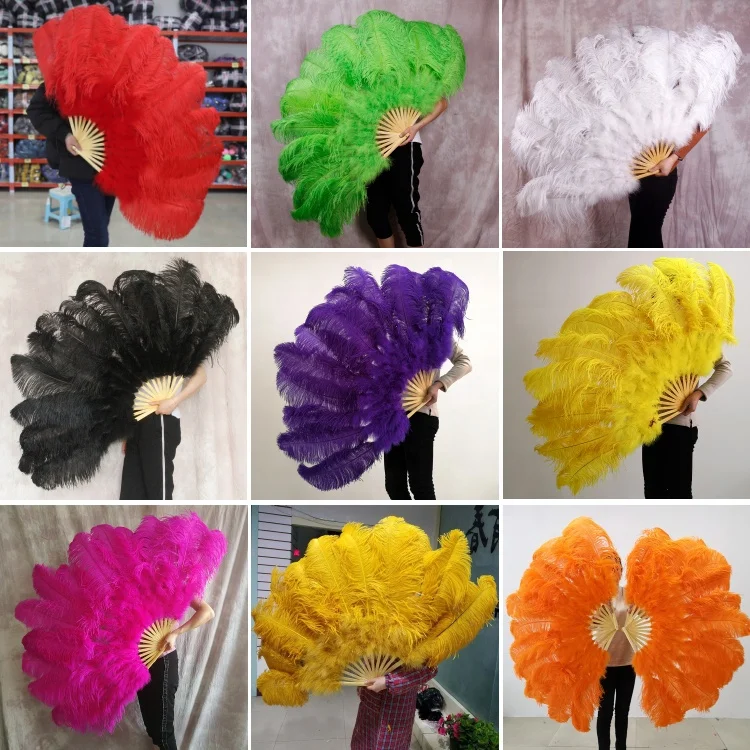 Wholesale Medium Ostrich Feather Fan Customized Dyed Handmade for ...