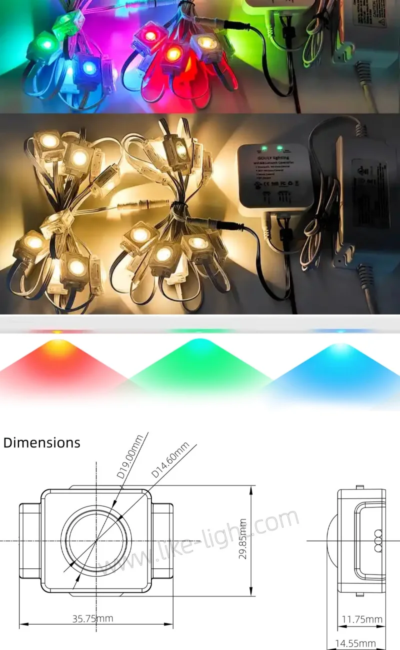 Waterproof Addressable Led Pixel Lamp String Phone Controlled Permanent ...