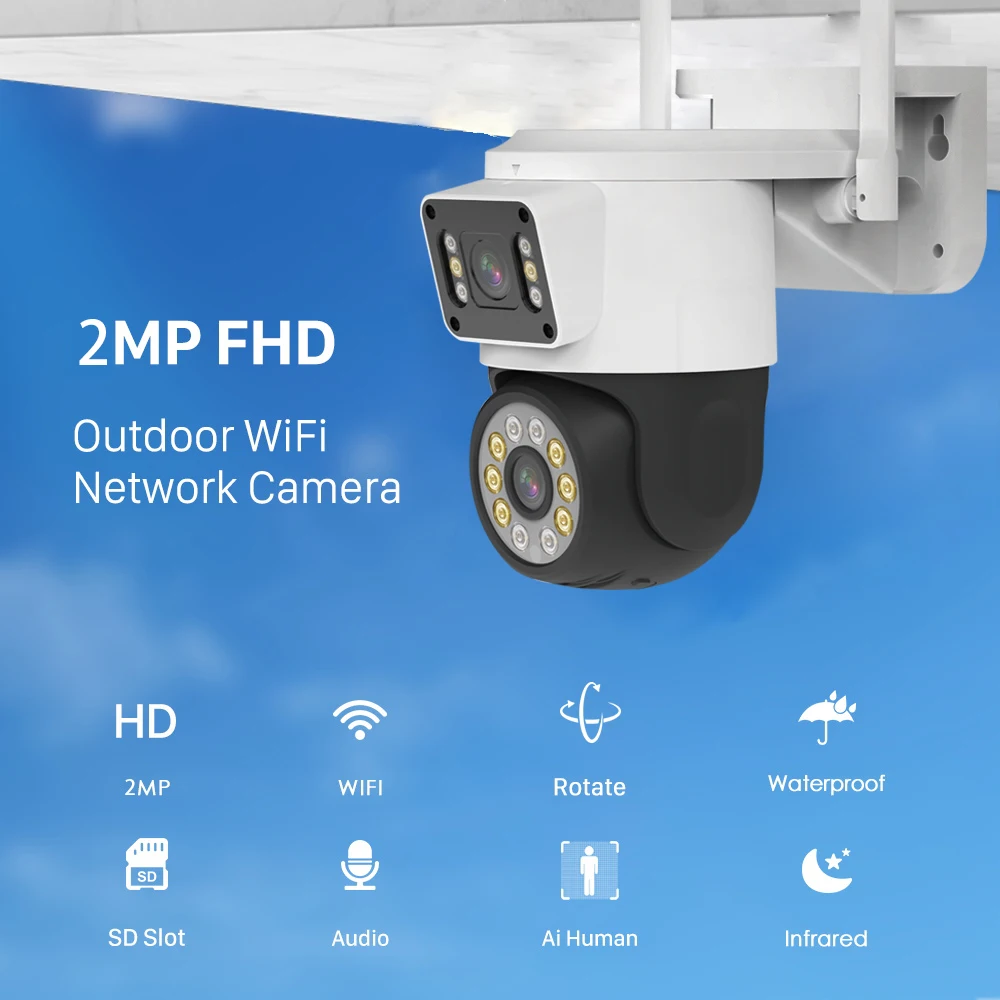 4mp Smart Wifi Ptz Camera Outdoor Detect Two Way Audio H.265 Home Cctv ...