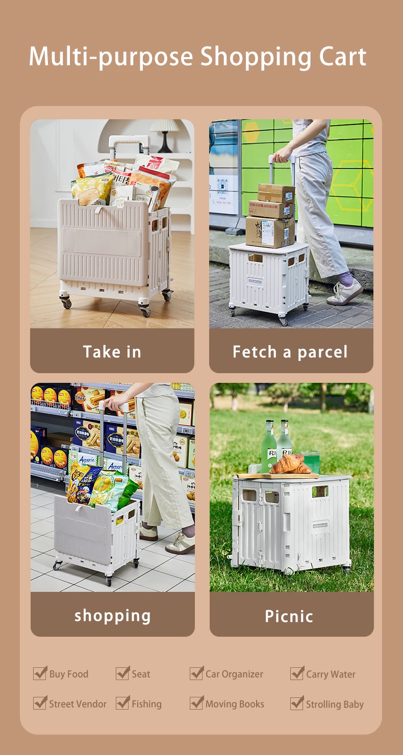Green Heavy Duty Foldable Shopping Cart Practical Outdoor Shopping ...