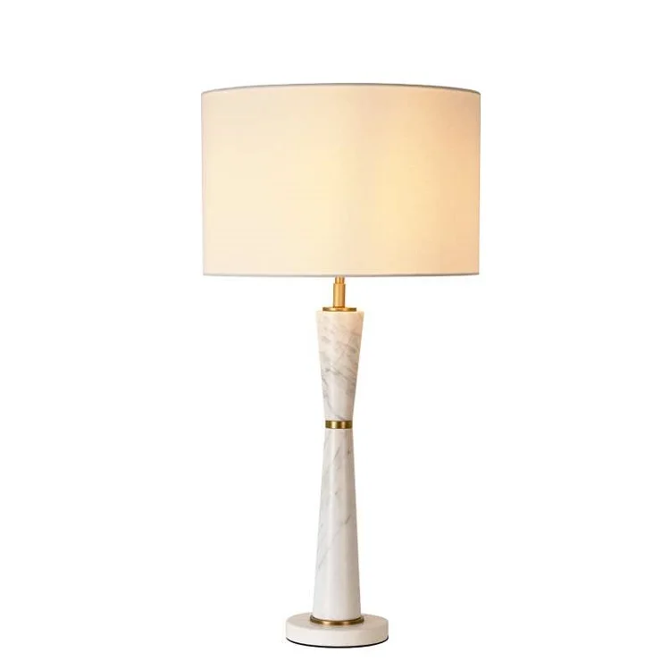 Slim Metal Luxury Copper Side Table Lamp Marble Body Living Room ...