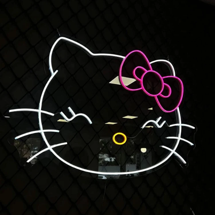Custom Hello Kitty Neon Sign Anime Cat Led Neon Lights For Girl's Room ...