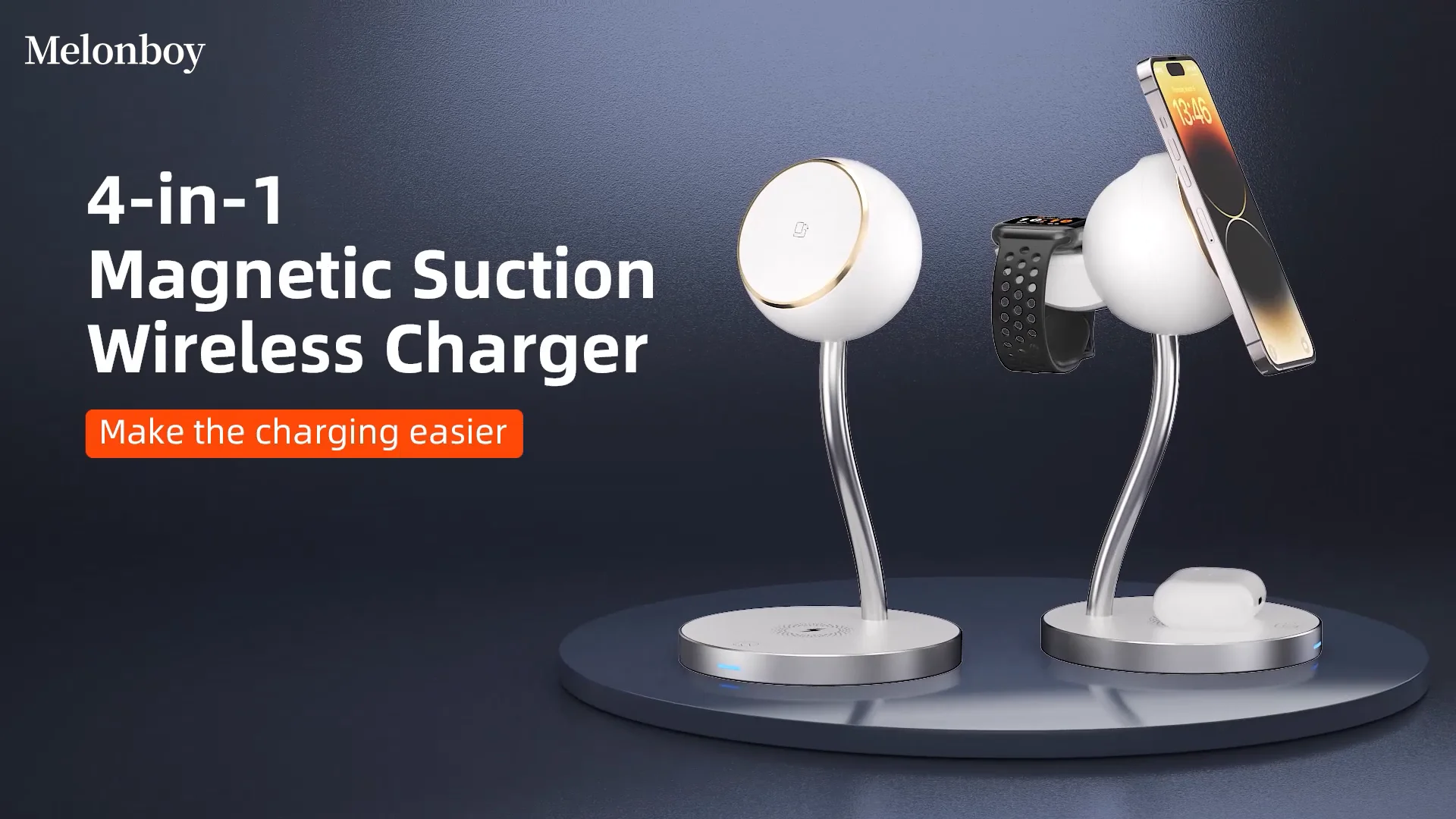 4in1 Led Flowing Light Phone Magnetic Wireless Charger Desktop Bedside ...