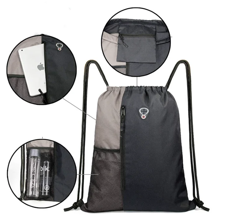 Customized logo Polyester Gym Backpack Breathable Drawstring Bag for ...
