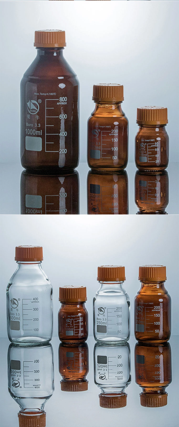 Laboratory Glassware 100ml-20000ml Borosilicate Glass Bottles For ...