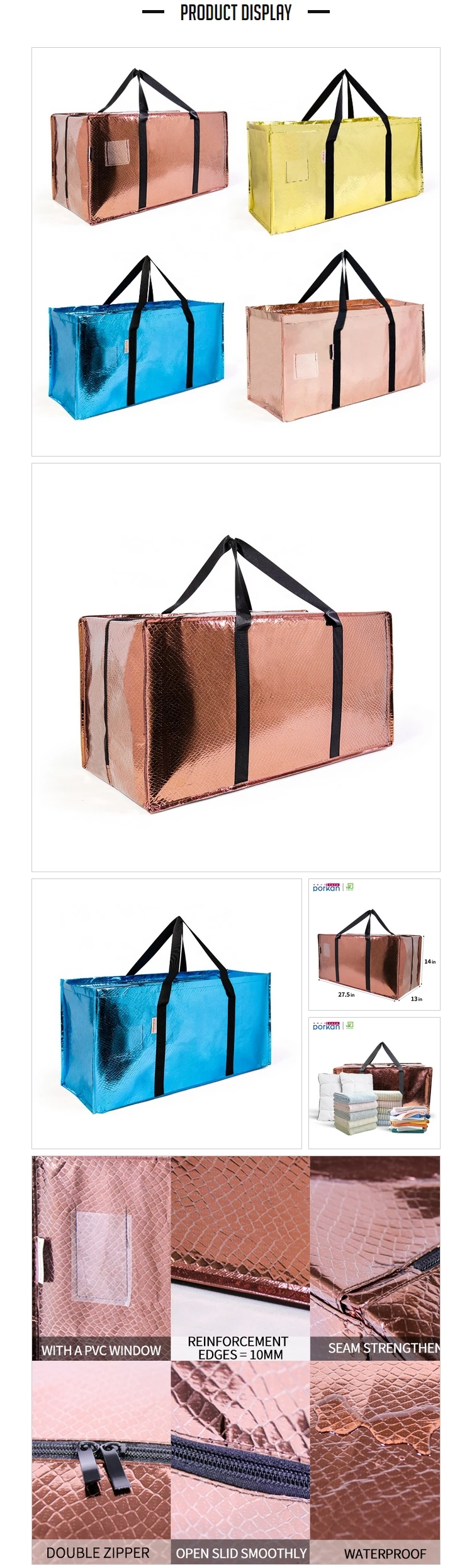 Wholesale Reusable Extra Large Moving Bags With Zipper - Waterproof ...