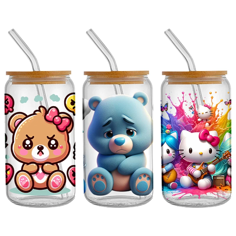 16oz Uv Crystal Label Stickers Decorative For Glass Cup Glass Bottles ...