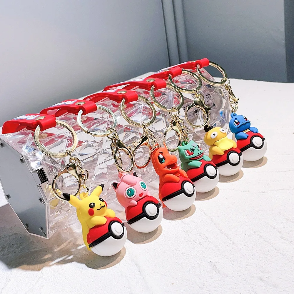 Pokeball Pokemoned PVC Cartoon Pikachu Keychain Squirtle Charmander ...