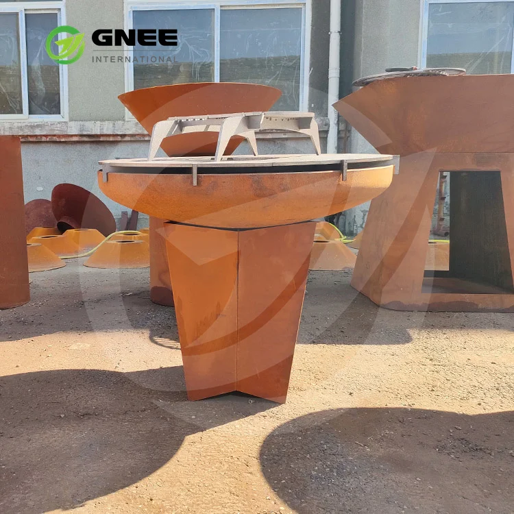 Outdoor Corten Metal Round Grill Table Bbq Fire Pit Table - Buy ...