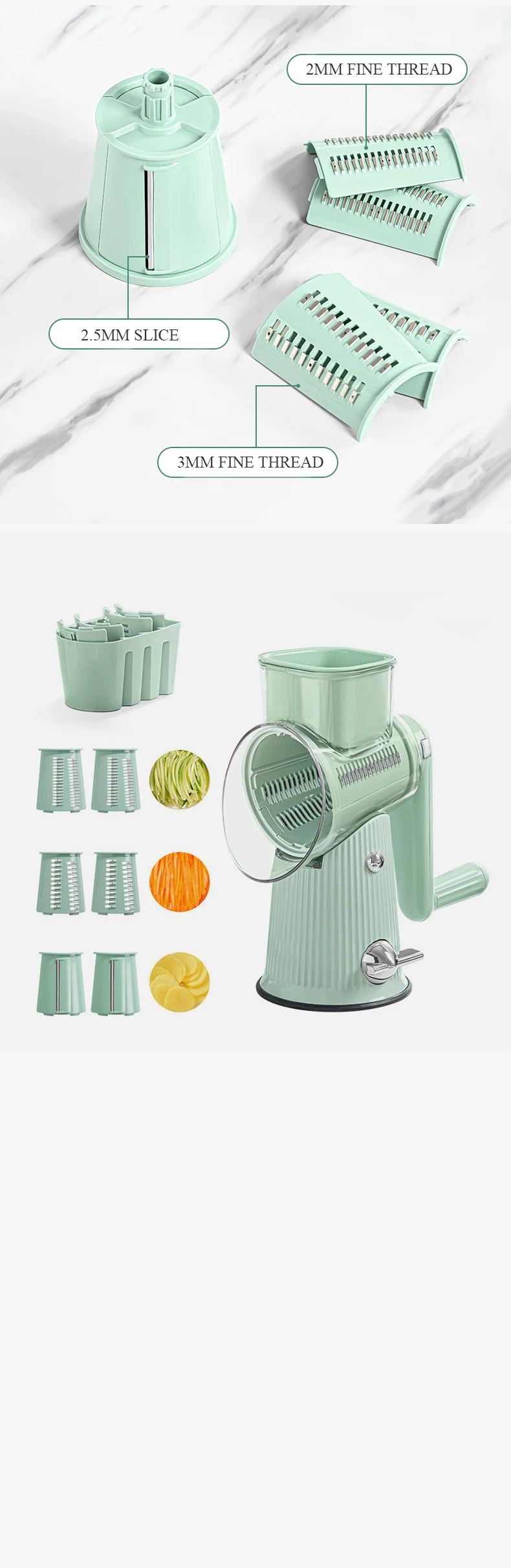 Rotary Cheese Grater Shredder Chopper Round Tumbling Box Mandoline ...