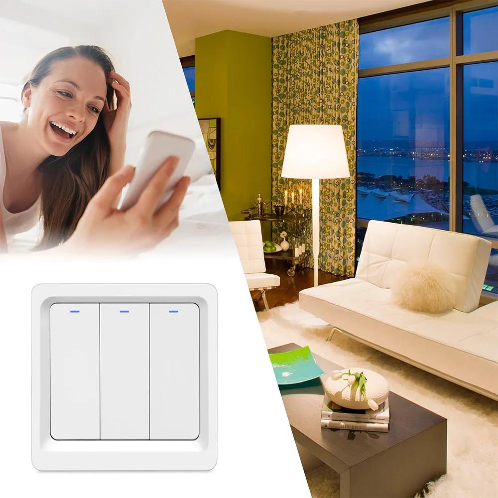 Tuya Smart Physical Button Wall Switches 2 Gang Wire US