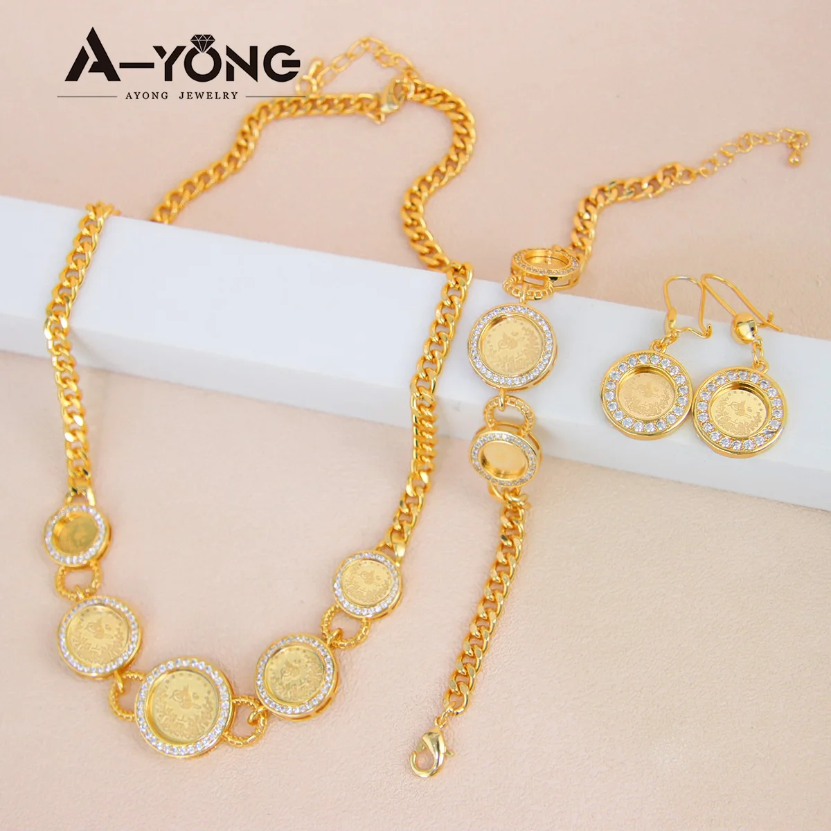 Luxury Arabic Design Lira Coin Bridal Jewelry Set for Women