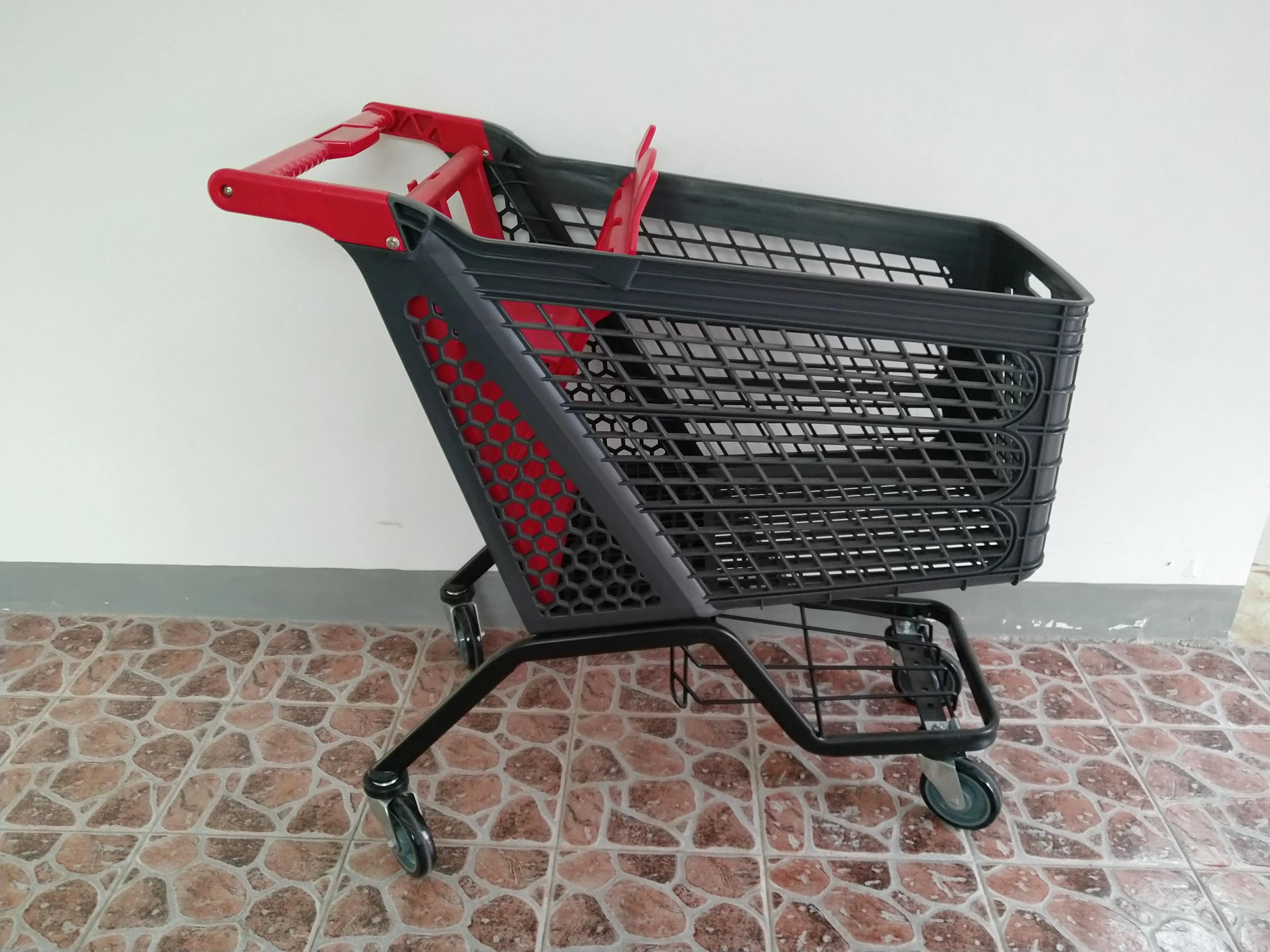Supermarket Shopping Cart Plastic Folding Grocery Cart Trolley ...