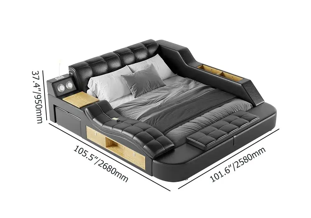 Smart Bedroom Furniture - Multi-Function Leather Bed