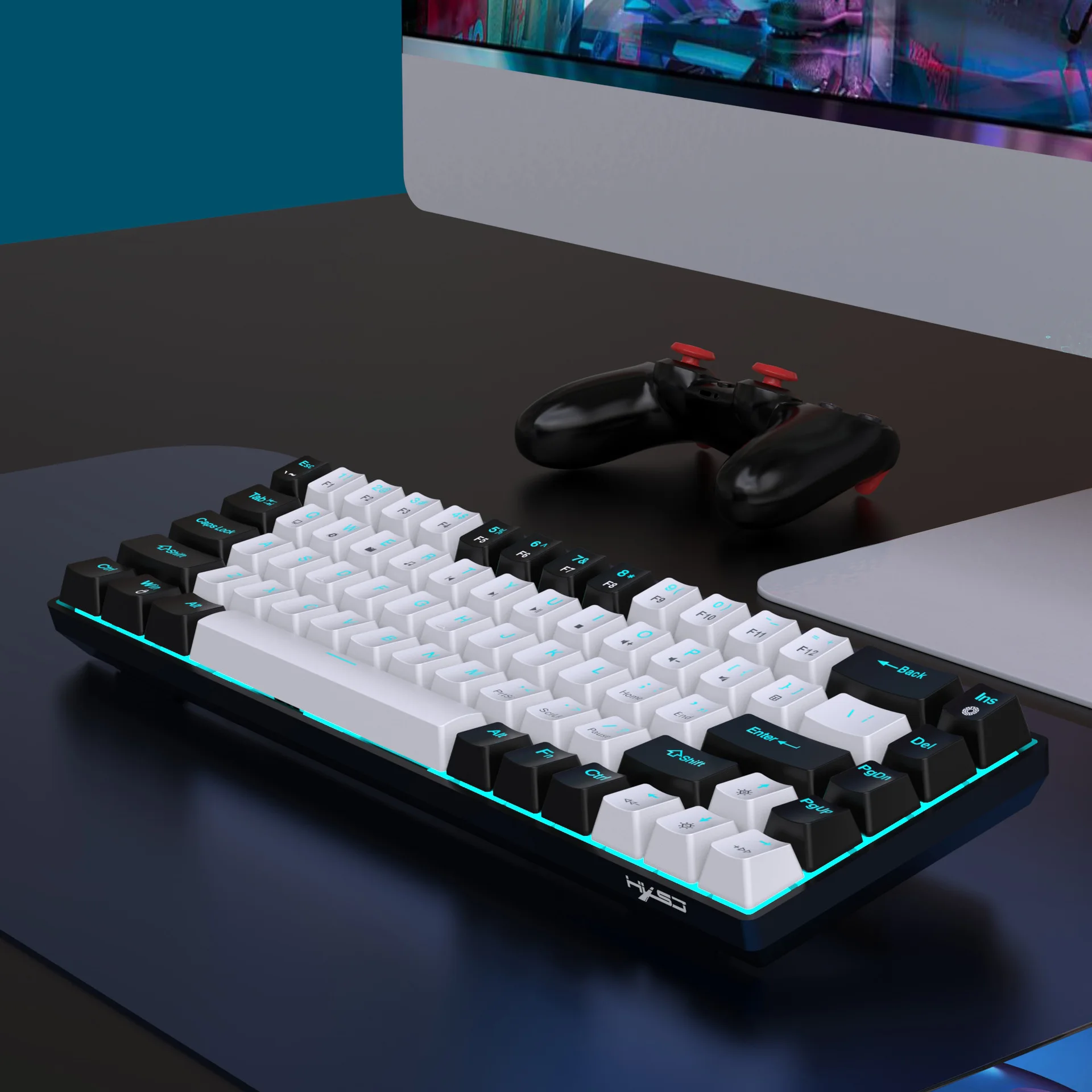 Compact V800 Mechanical Gaming Keyboard - 68 Keys LED Backlit, USB ...