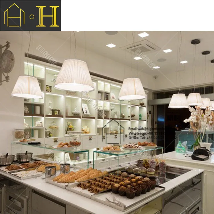 Customization Wooden Bakery Display Counter with Tempered Glass & LED ...