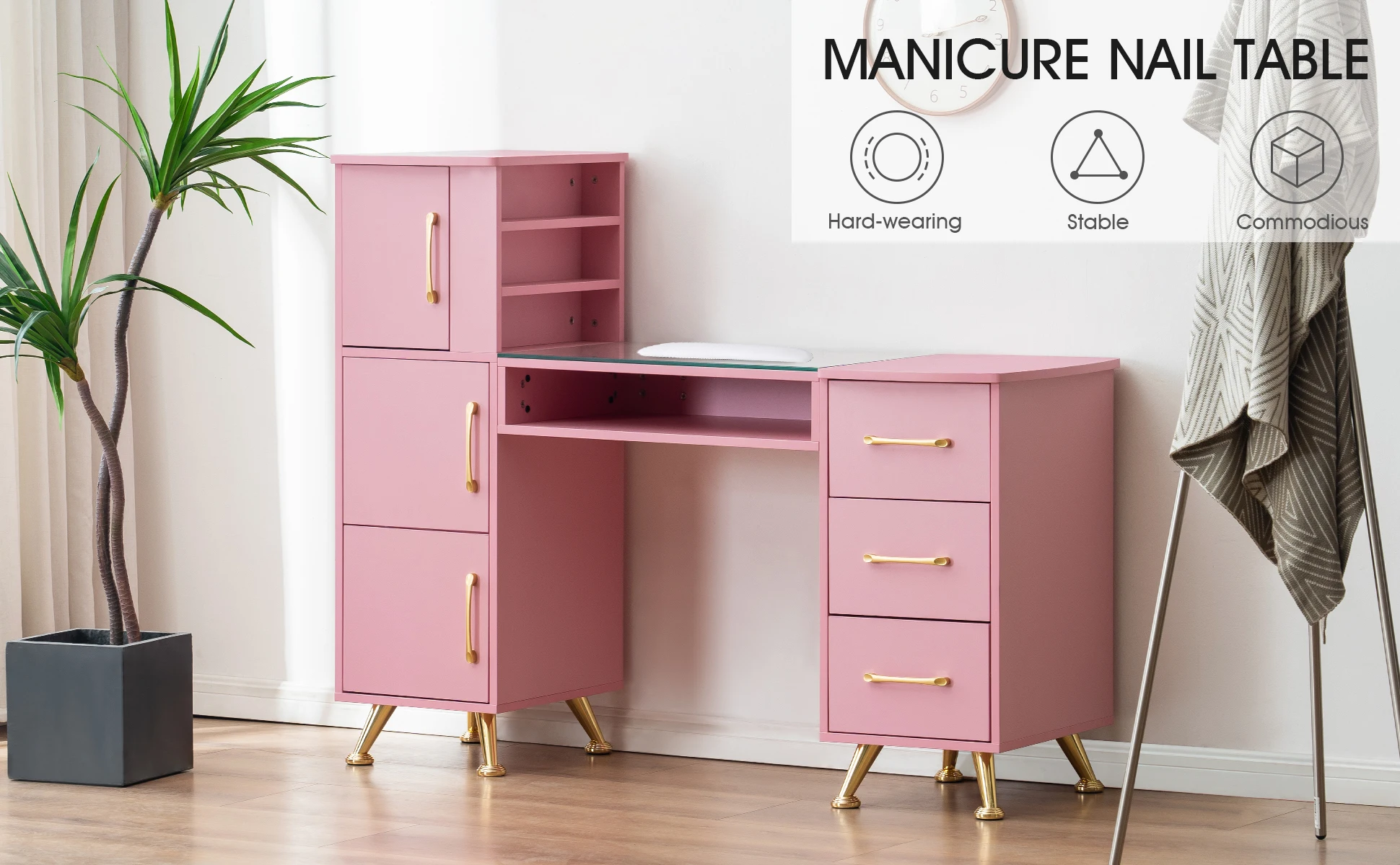 Modern Traditional Pink Nails Salon Table Station Manicure Furniture ...