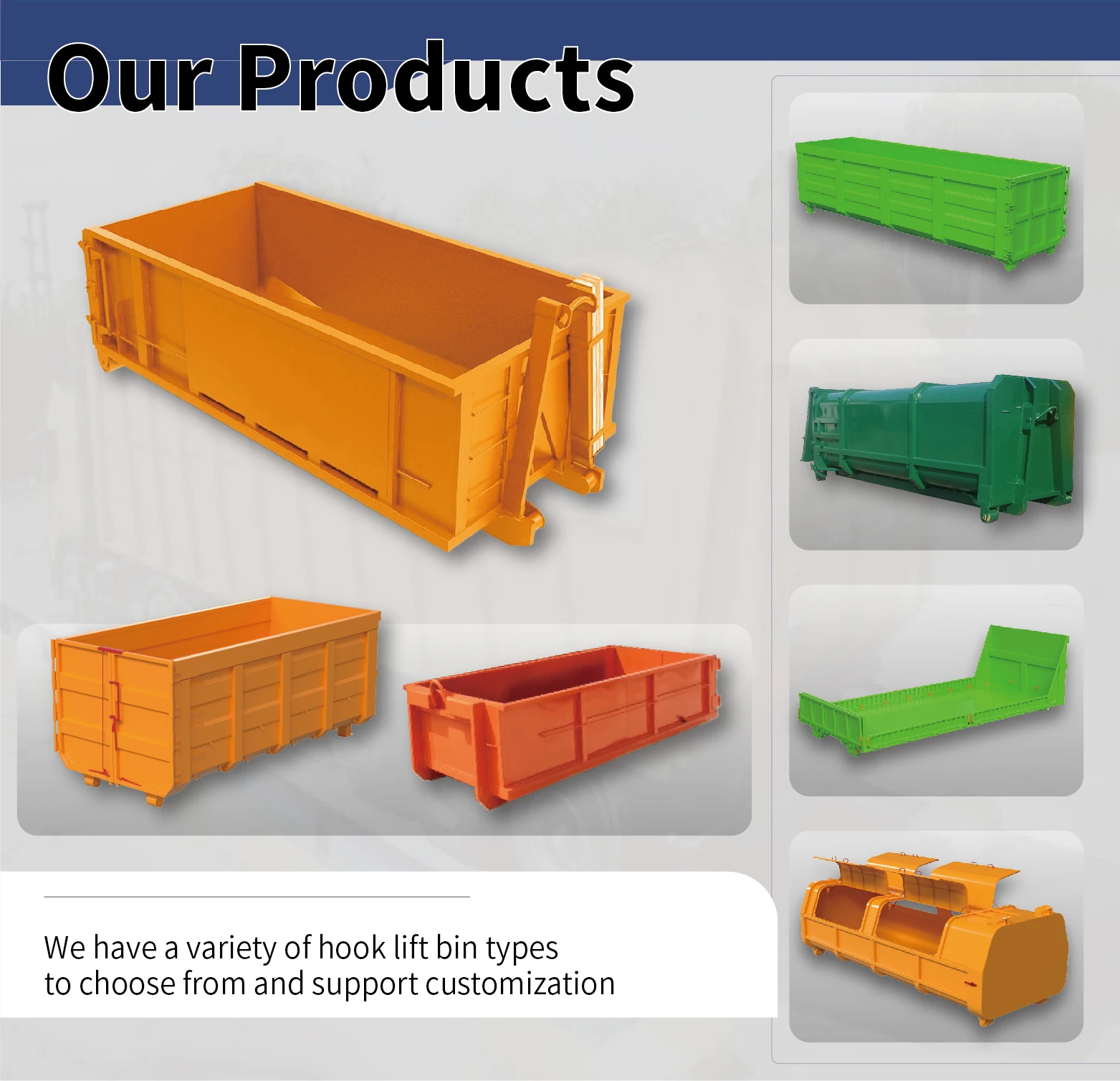 RNKJ Roll off Dumpster Hook Lift Containers - Large Capacity