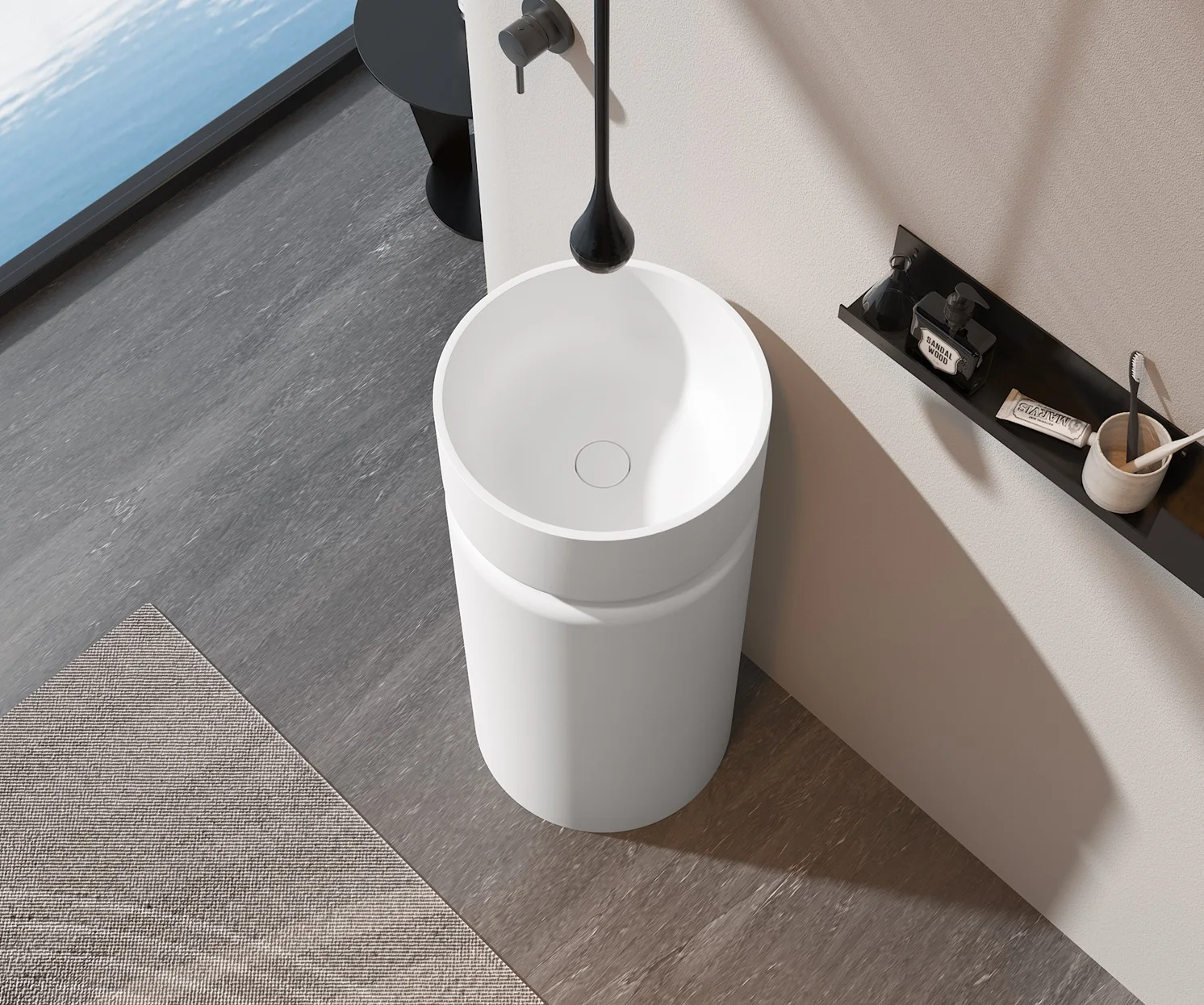 Modern Transparent Marble Bathroom Wash Basin - Pedestal Sinks for Hotels