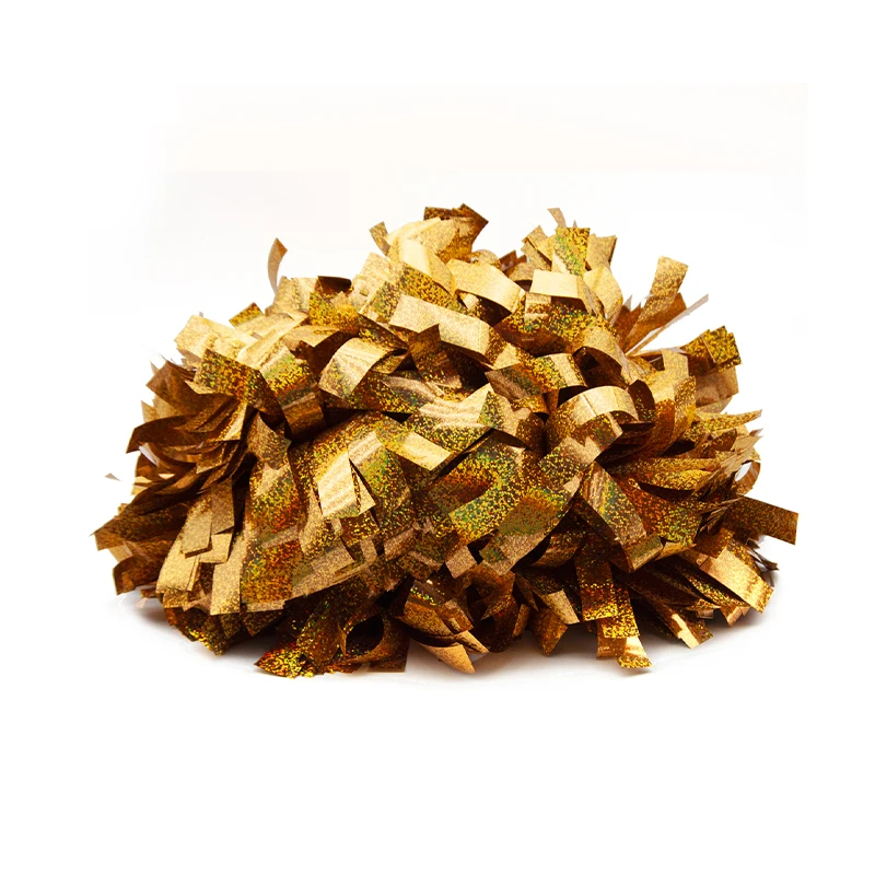 Wholesale Custom Gold Big Size Holographic Metallic Cheerleading Pom ...