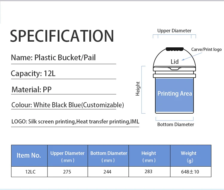 12 Litre Plastic Bucket With A Plastic Or Metal Handle And Tamper ...