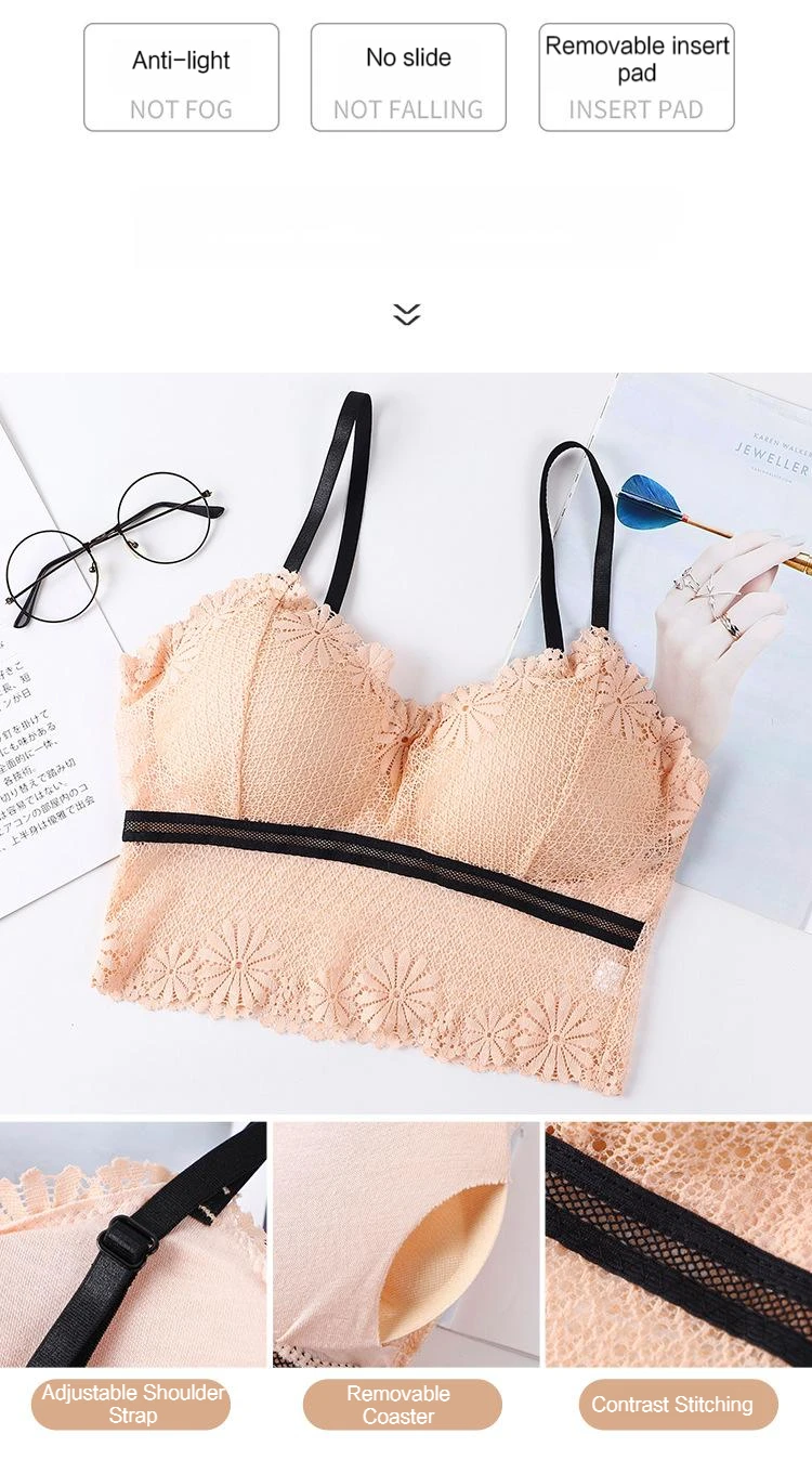 Wire Free Bra Deep V Brallet Women Padded Bra Fitness Crop Top Tube Top ...
