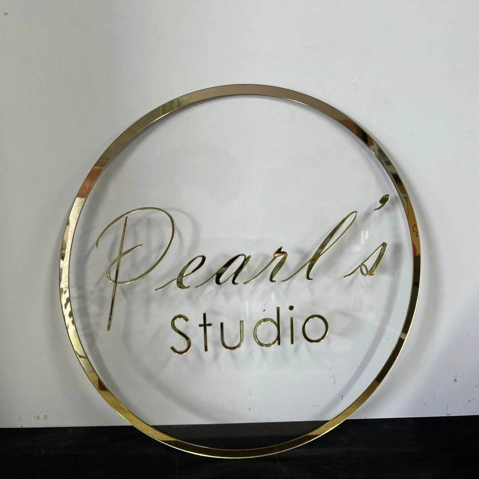 Custom Neon Logo Sign Personalized Mirror Sign Round Acrylic Sign ...