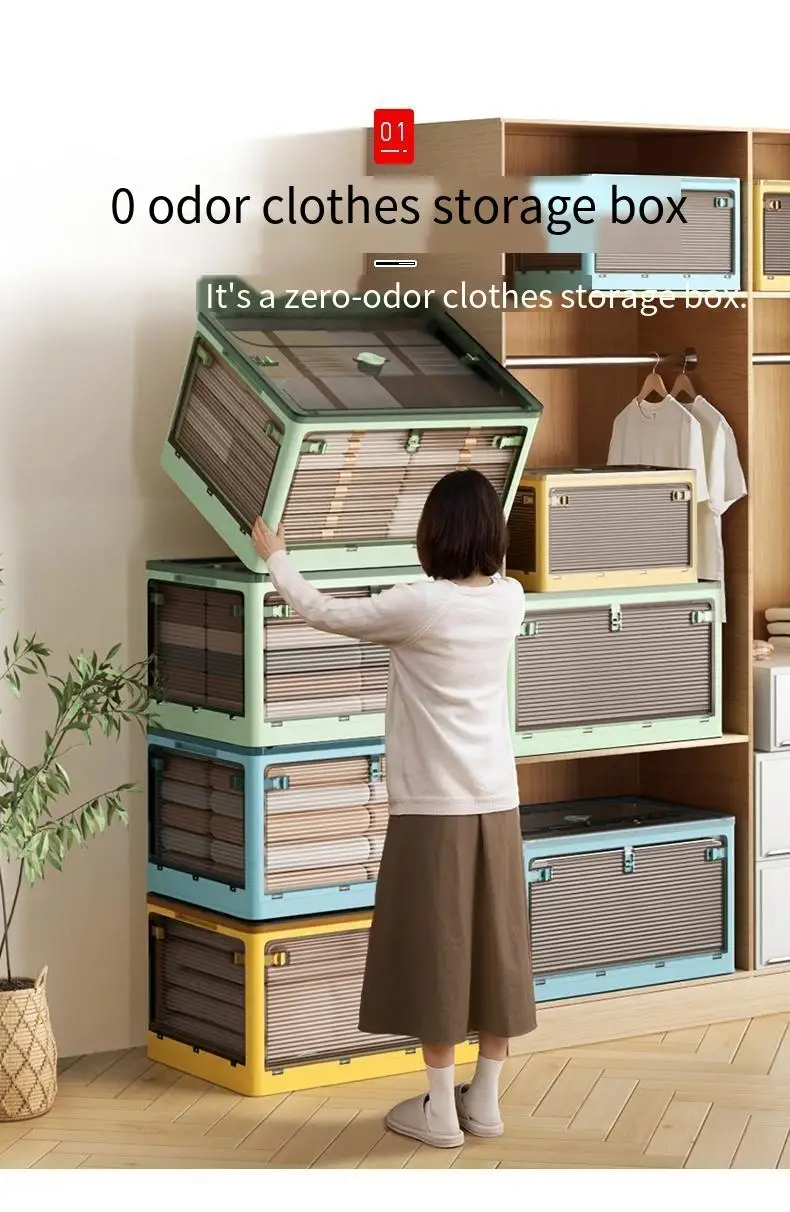 Rmier 143l Blue Plastic Storage Box Stackable Foldable Household ...