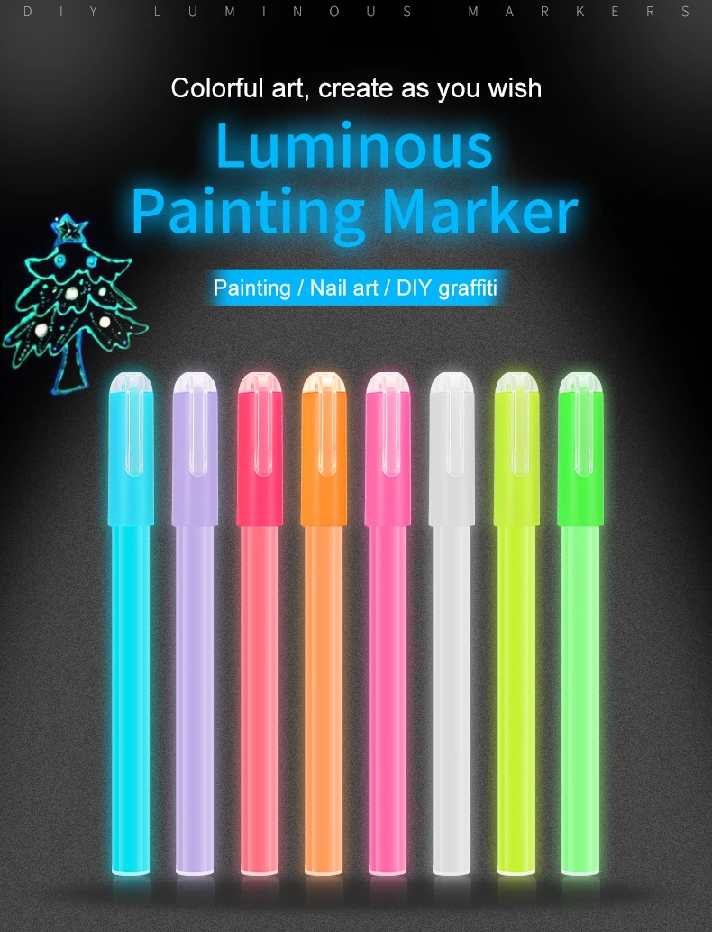 OEM Colors Liquid Fluorescent/Neon/Glow in the Dark Paint Marker Pen ...