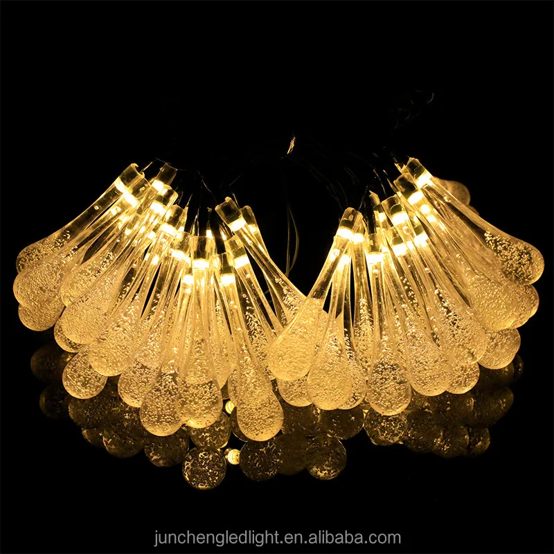Outdoor Solar Fairy Light Water Drop Design 12M IP65 Waterproof Garland ...
