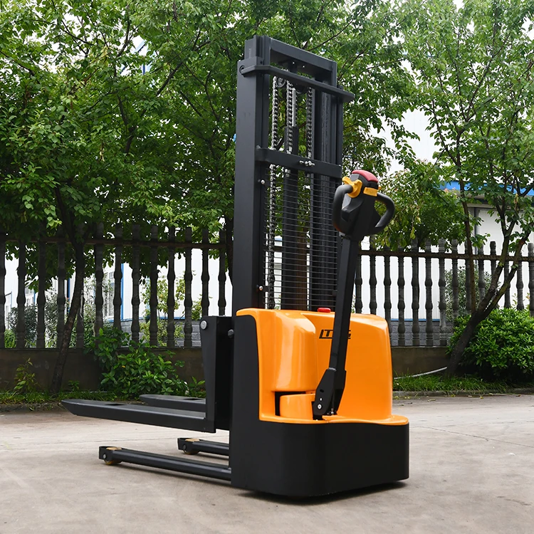 Warehouse Electric Pallet Stacker Walking Type 2 Ton 1.5 Ton Hydraulic ...