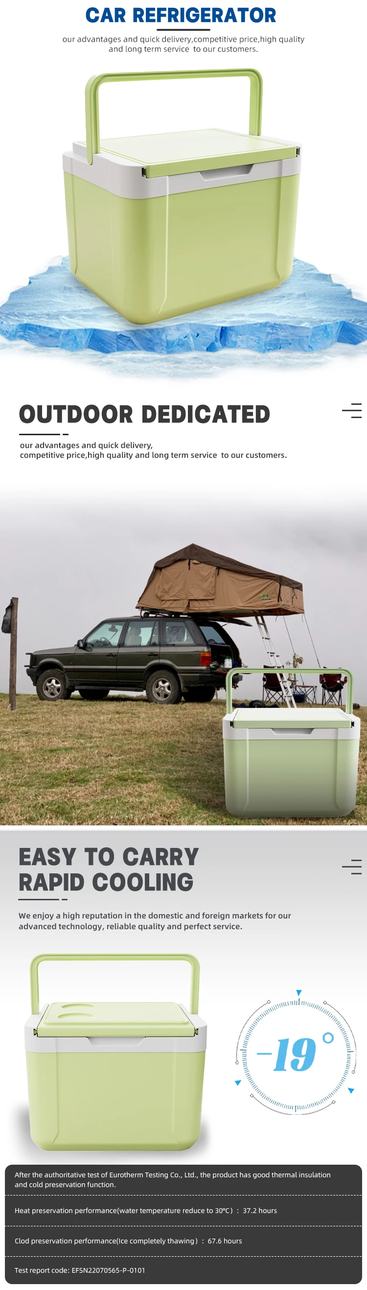 2023 Newest 14L Camping Cooler Box Portable Insulated Reusable Durable ...