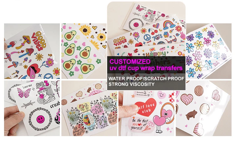 Custom Design Uv Dtf 20 Oz Cold Cup Wraps Transfers Wholesale Printing ...