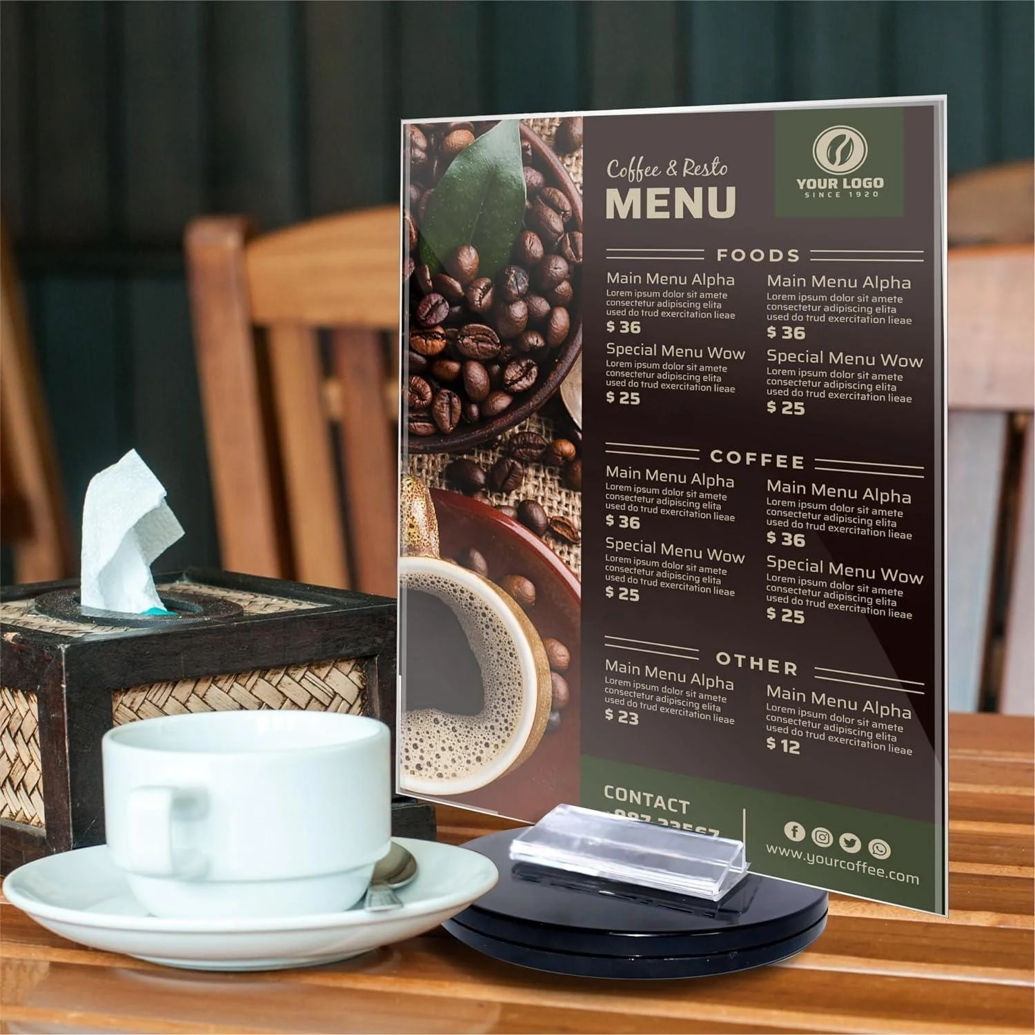 360 Clear Acrylic Sign Holder Display Organizer for Plastic Table Paper ...