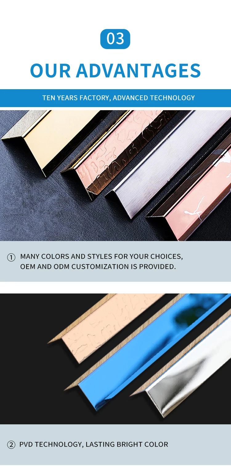 304 L Shape Profile Ceramic Corner Edge Protector Transition Strip ...