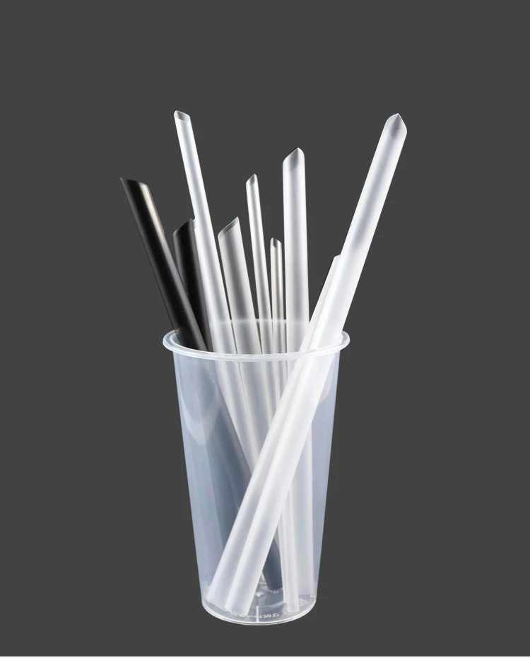 Eco-friendly Black PP Drinking Straws - Pointed Boba Straws
