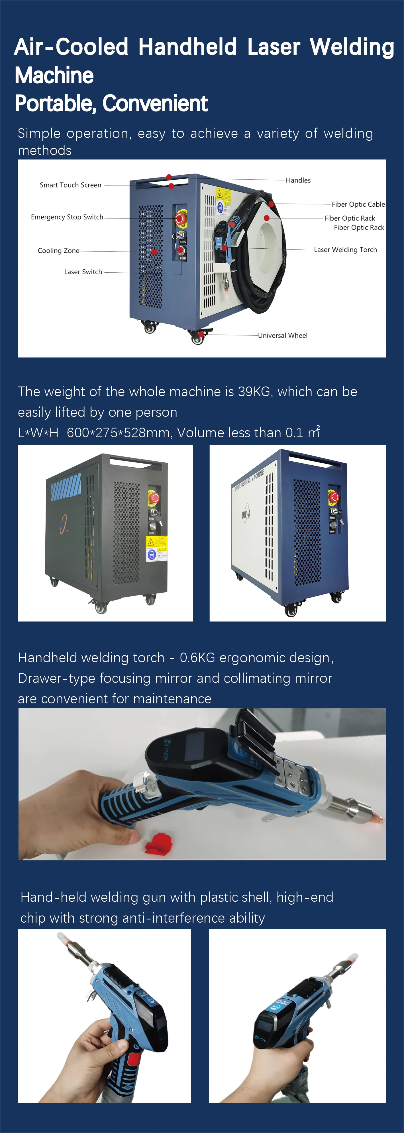 Doya Portable Air-Cooling Laser Welding Machine 1200W-2000W